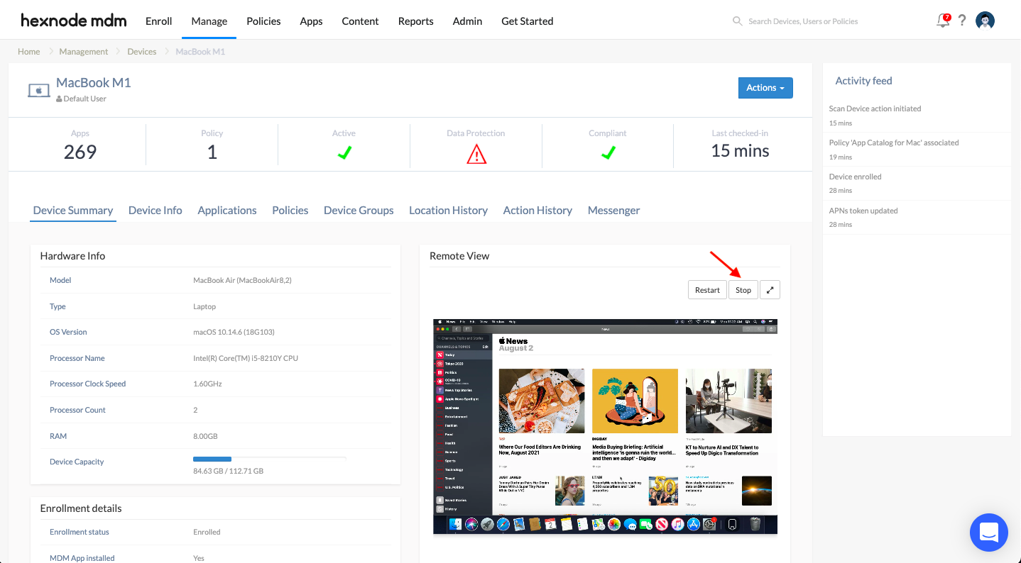 How to enable Remote View for macOS devices - Hexnode Help Center
